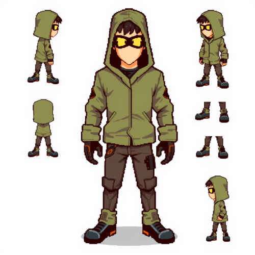 The 8 Bit Hacker Character Sprite Sheet Stock Image And Prompt 2moons 3155