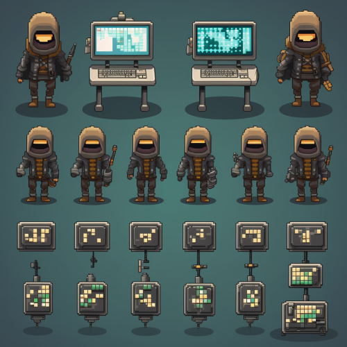 The 8 Bit Hacker Character Sprite Sheet Stock Image And Prompt 2moons 5015