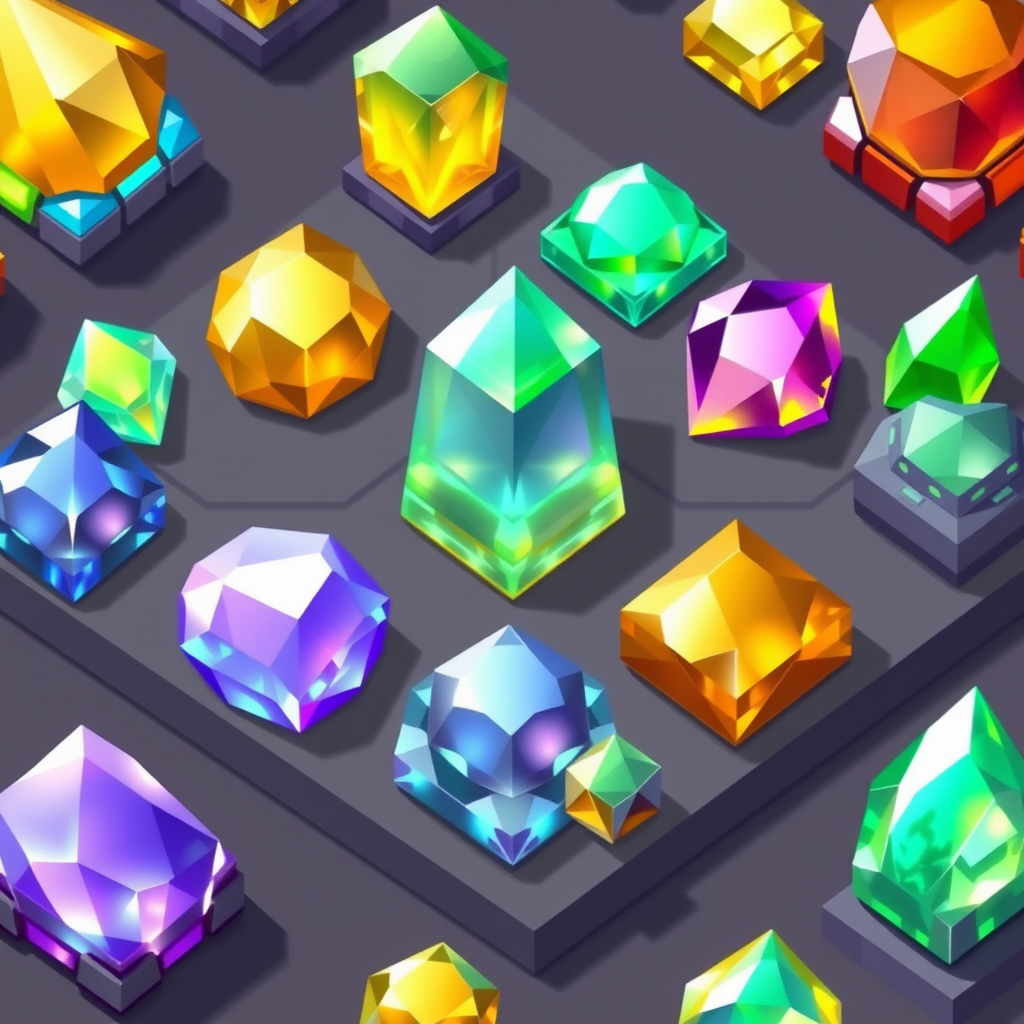 The Ultra-Detailed Isometric Gem Sprites for VideoGame - Stock Image ...
