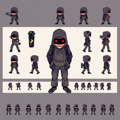 The 8 Bit Hacker Character Sprite Sheet Stock Image And Prompt 2moons 7055