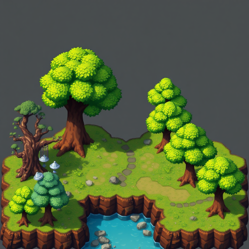 The Ghibli-Style RPG Maker Game Tree Tileset - Stock Image & Prompt ...
