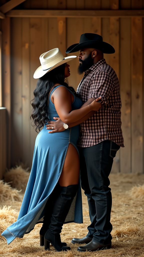 Rustic Romance: African American Couple in Barn - Stock Image & Prompt ...