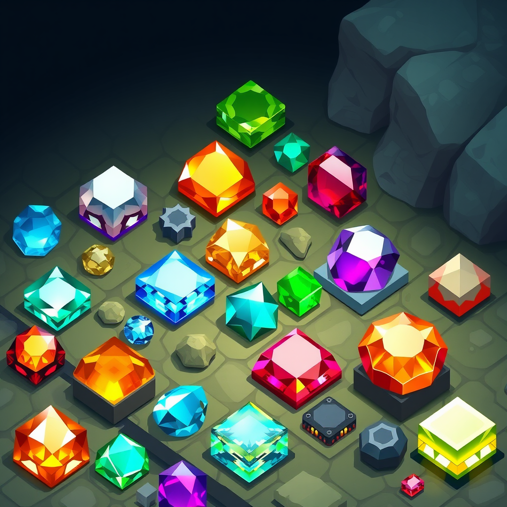 The Ultra-Detailed Isometric Gem Sprites for Videogame - Stock Image ...