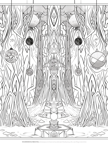 Ancient Grove Altar Coloring Page - Stock Image & Prompt | 2Moons